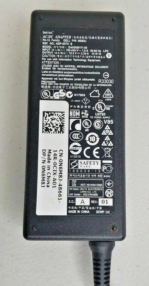 AC Adapter Charger Power Supply Cord For Dell 0N6M8J DA65NM111-00 ADP ...