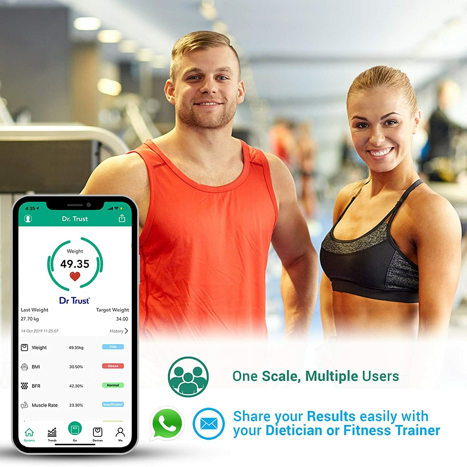 Dr Trust (USA) Rechargeable Bluetooth Digital Smart Fitness Body Fat ...