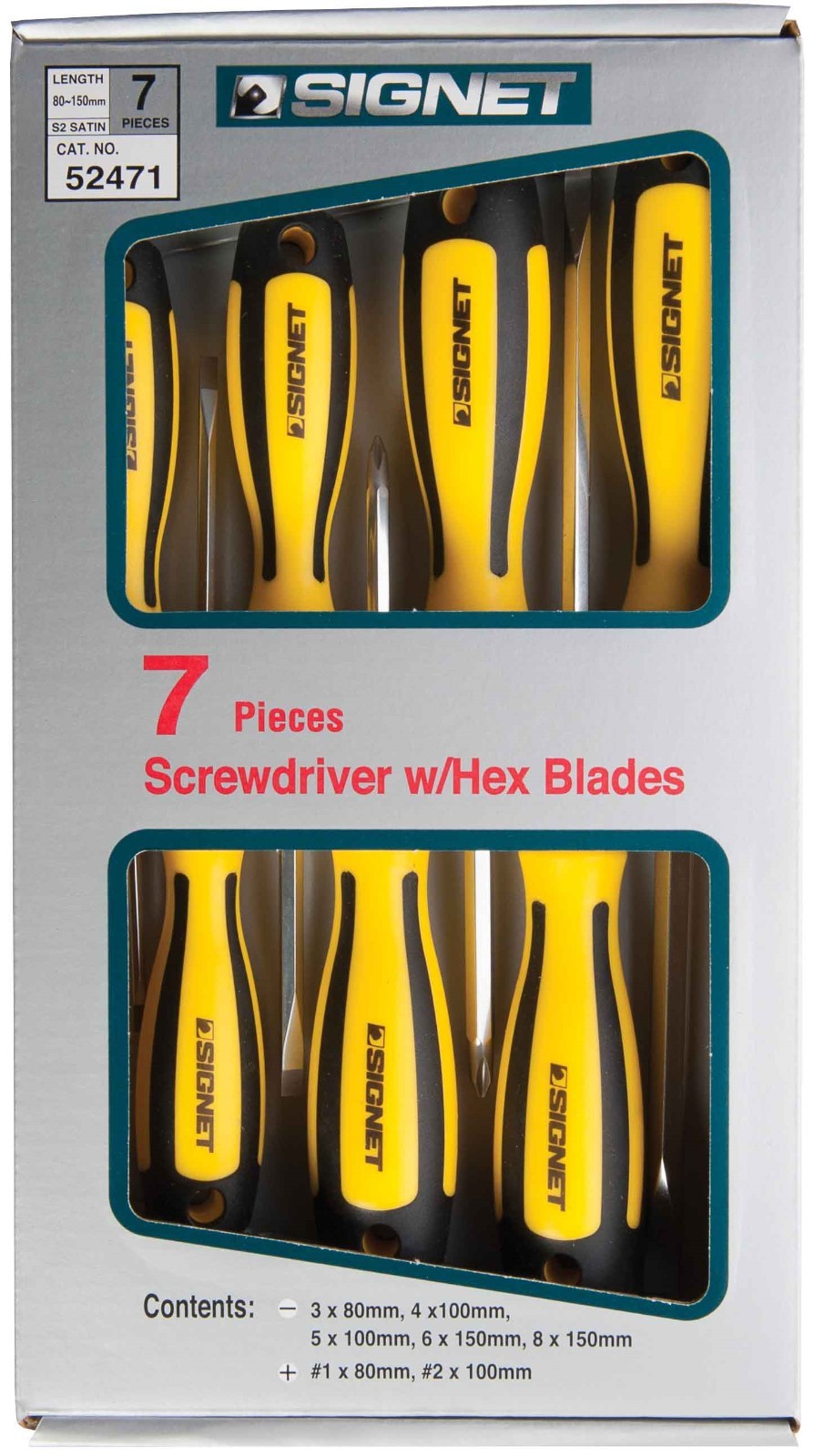 Signet 7 Piece Slotted & Phillips® Screwdriver Set Yellow & Black ...