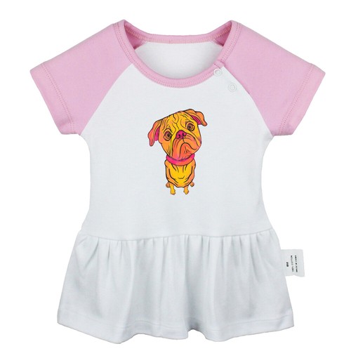 Retro Vintage Funny Cute Love Colorful Pug Dog Baby Girl Dresses Infant ...
