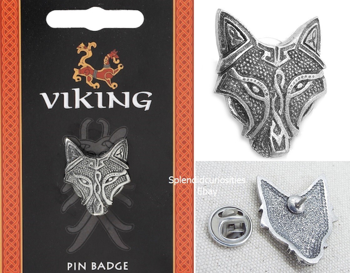 Odin's Viking Wolf Head Pin Badge Brooch on Display Card | eBay UK