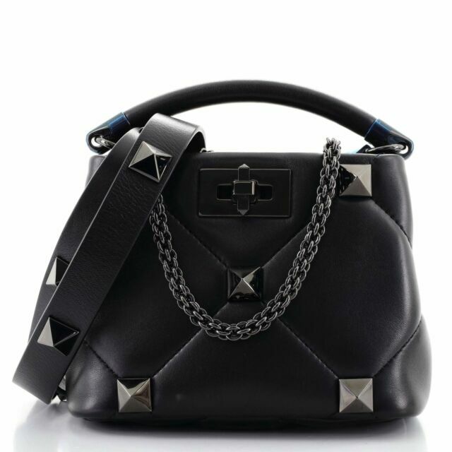 Valentino Quilted Shoulder Bag Small Black Leather for sale online | eBay