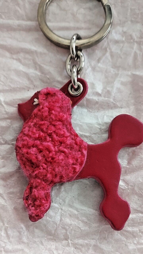Coach 1693 Shearling & Leather Poodle Dog Keychain Key Fob Pink Italy ...