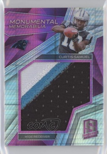 2017 Spectra Monumental Memorabilia Neon Pink Prizm /15 Curtis Samuel ...