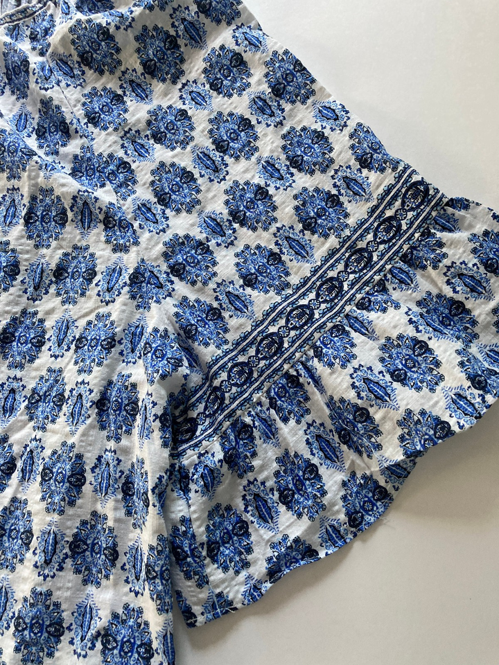 NWT MAX STUDIO Floral Border Print Short Ruffle Sleeve Shirt Sz 2X ...