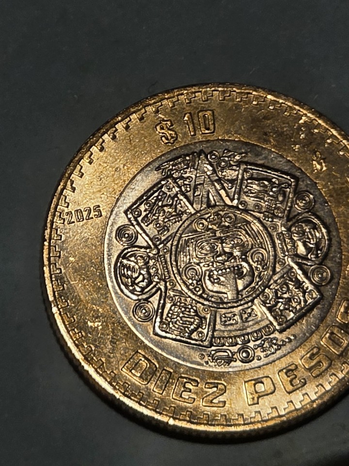RARE 2025 Mexico $10 Pesos Coin AU- KM 616 Bimetallic 🇲🇽 BRILLIANT ...