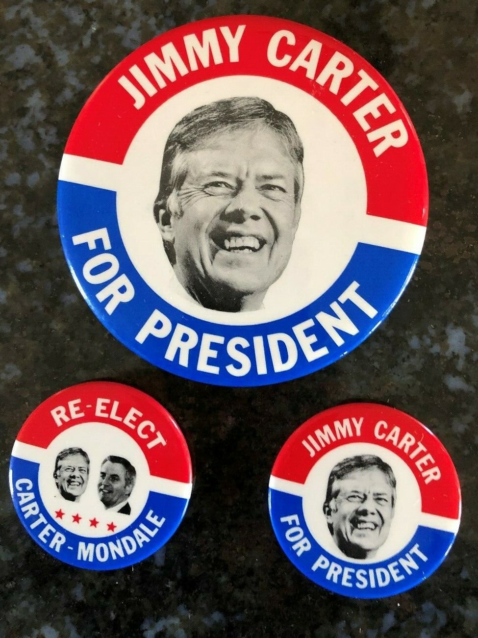 JIMMY CARTER-WALTER MONDALE 1976+80 PRESIDENT VINTAGE POLITICAL PINBACK ...