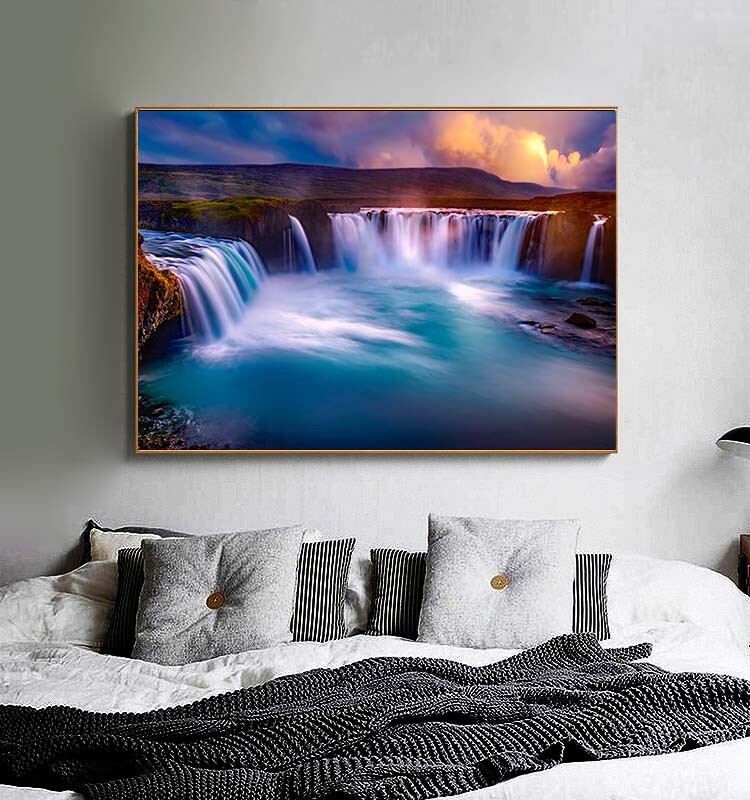 Waterfall Landscape Canvas Painting Poster Print Wall Art Picture Home ...