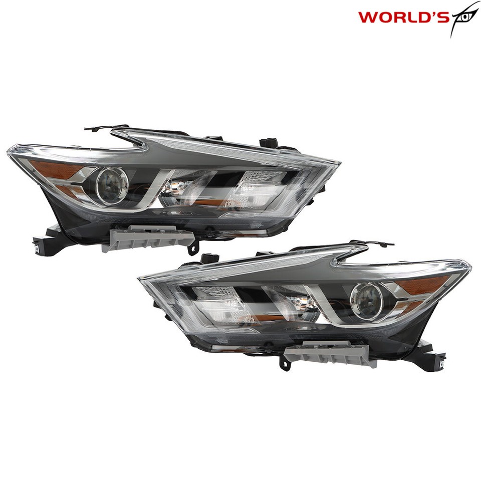 Headlights For nissan maxima S SL SV Halogen w/ LED DRL Black RH+LH ...