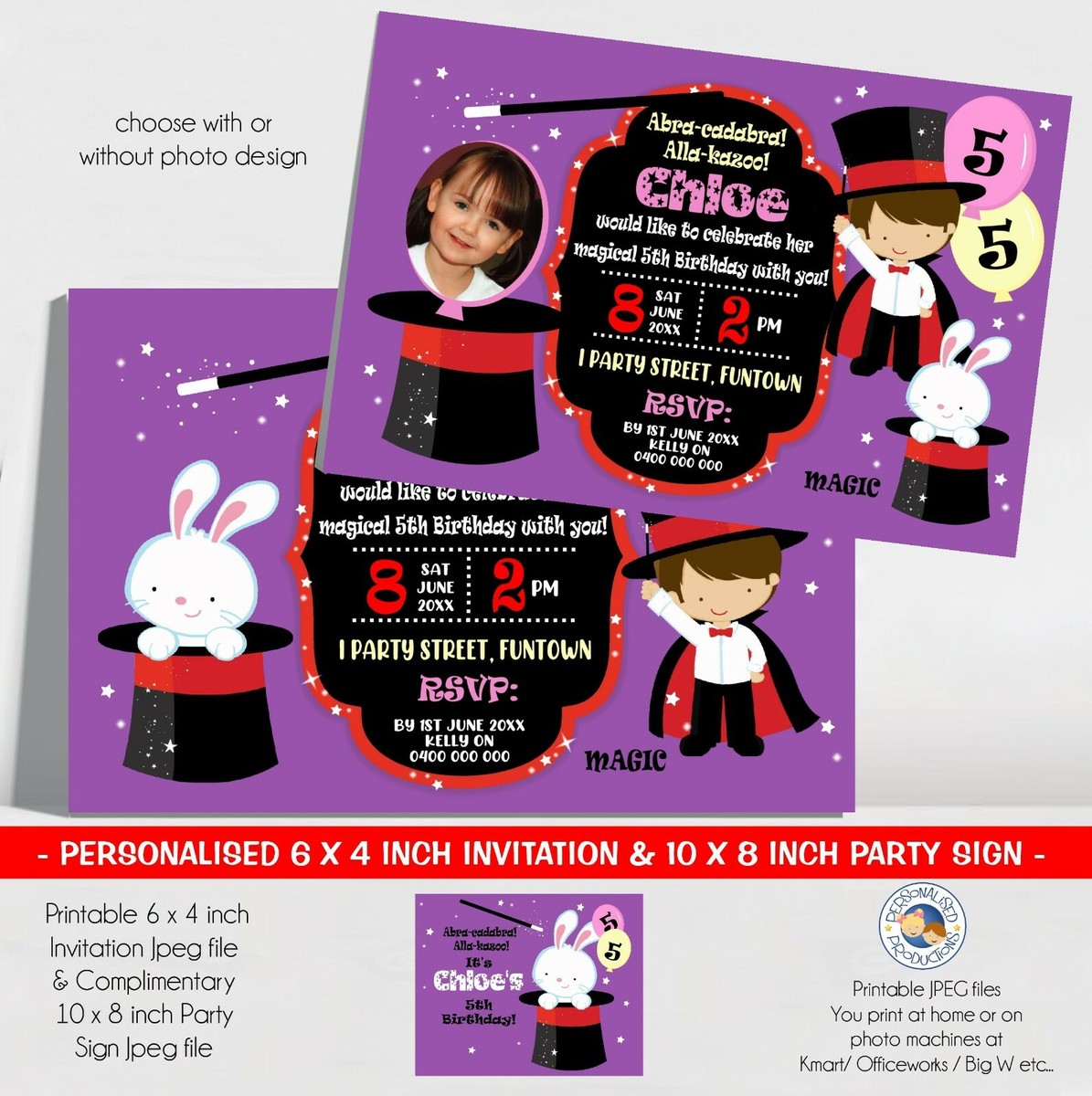 Magic Themed Party Invitations