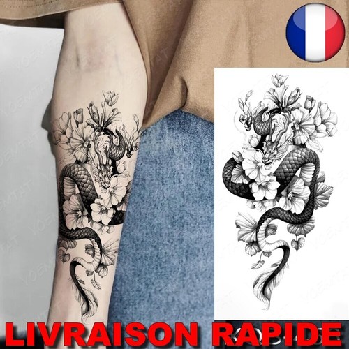 Tatouage Temporaire Imperméable Dragon Serpent Faux Main Bras Jambe ...