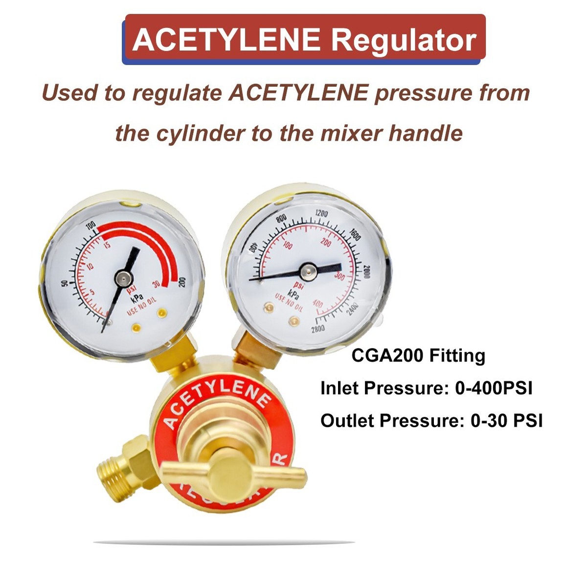 Gas Welding Regulator Medium Duty - Dual Scale Gauge, Forged Brass ...