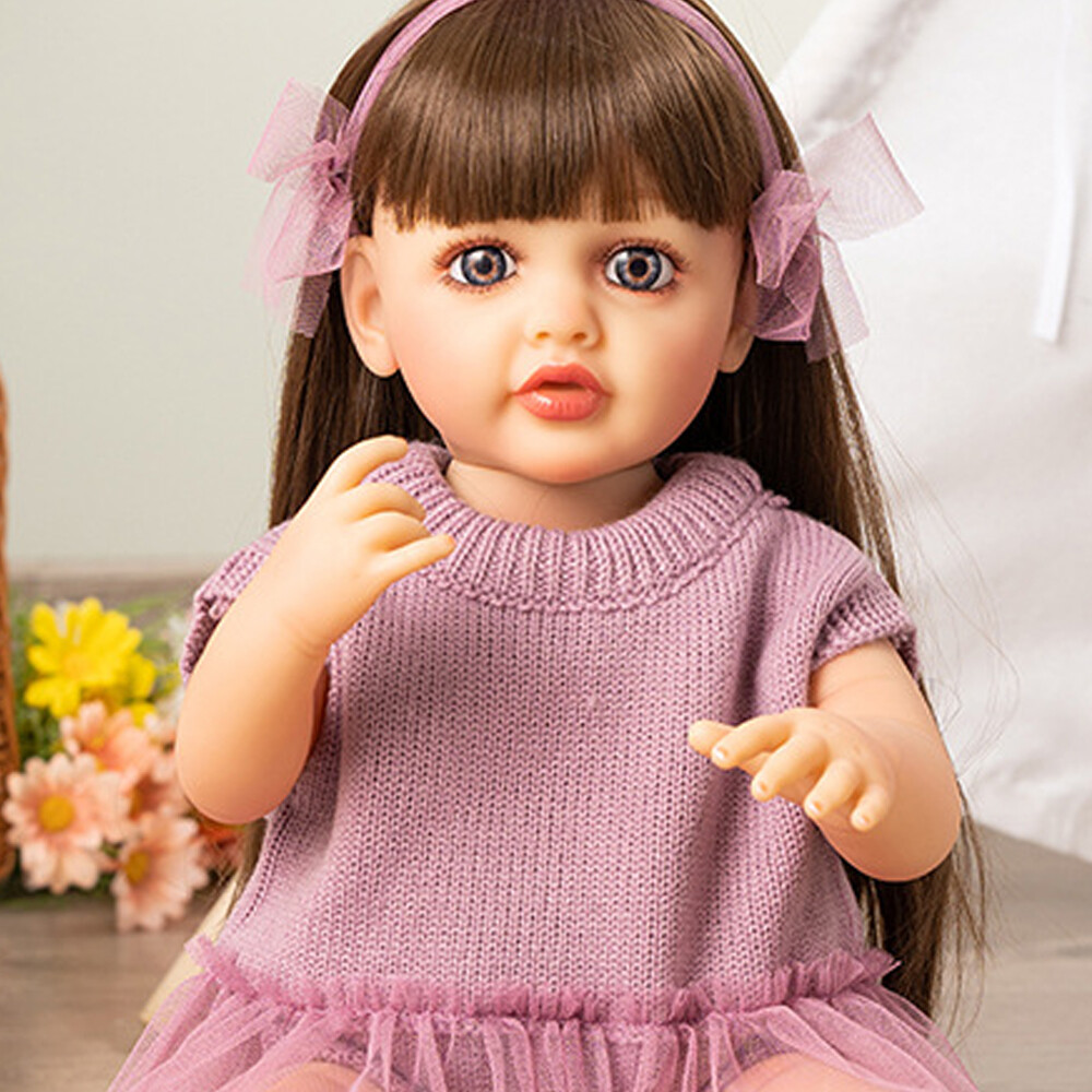 55cm Full Silicone Vinyl Body Girl Doll Reborn Doll Removable Wigs ...