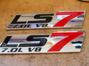 CHEVROLET CORVETTE LS7 7.0L 7.0 427 V8 FENDER TRUNK EMBLEMS BADGE SET ...