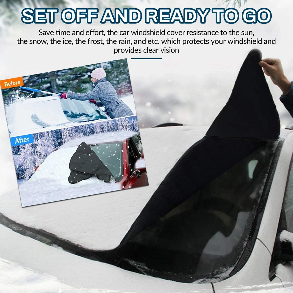 Magnetic Car Windscreen Cover Ice Frost Shield Snow Protector Sun Shade ...