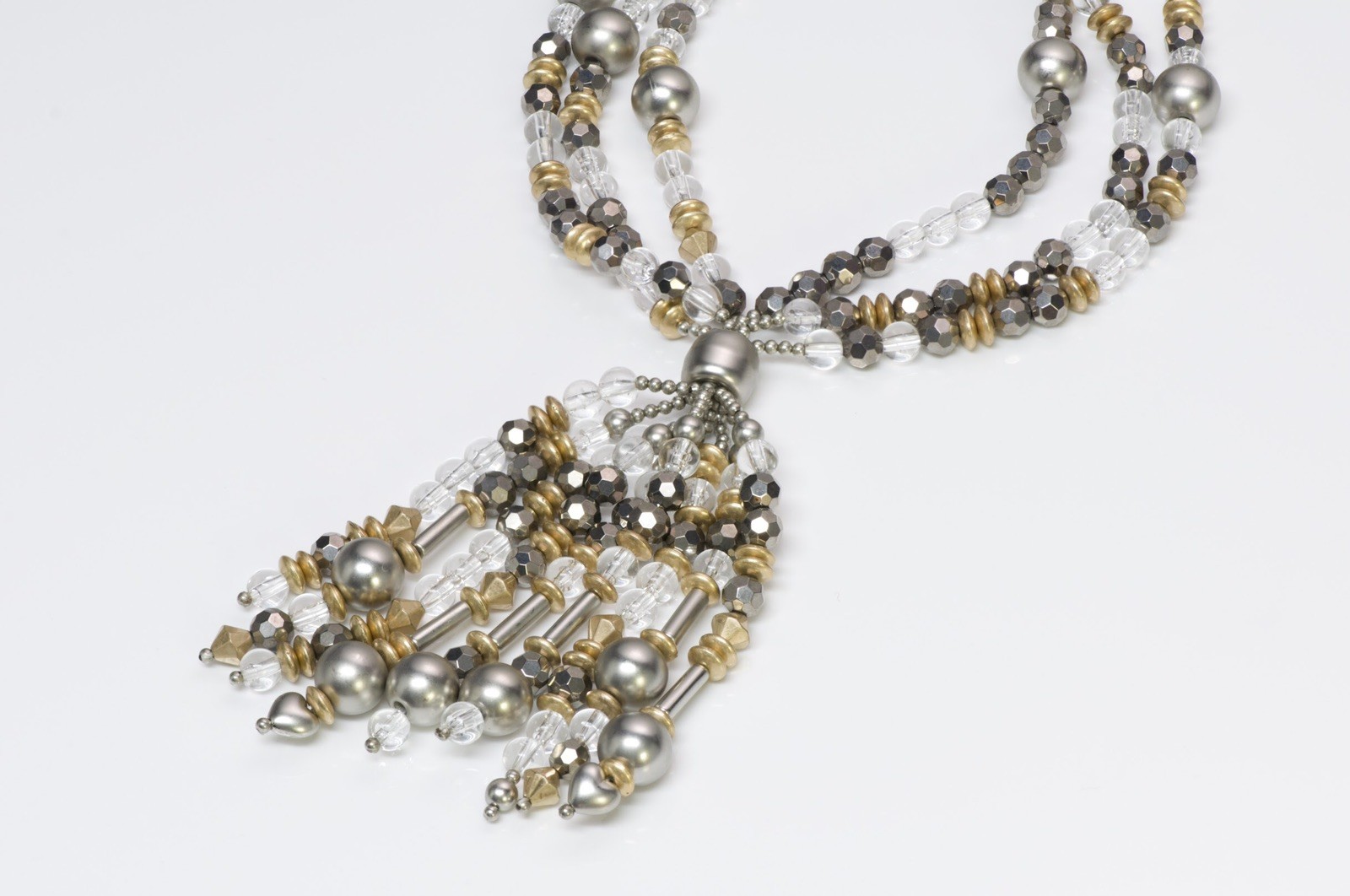 Vintage Yves Saint Laurent YSL Beaded Tassel Crystal Beads Necklace | eBay