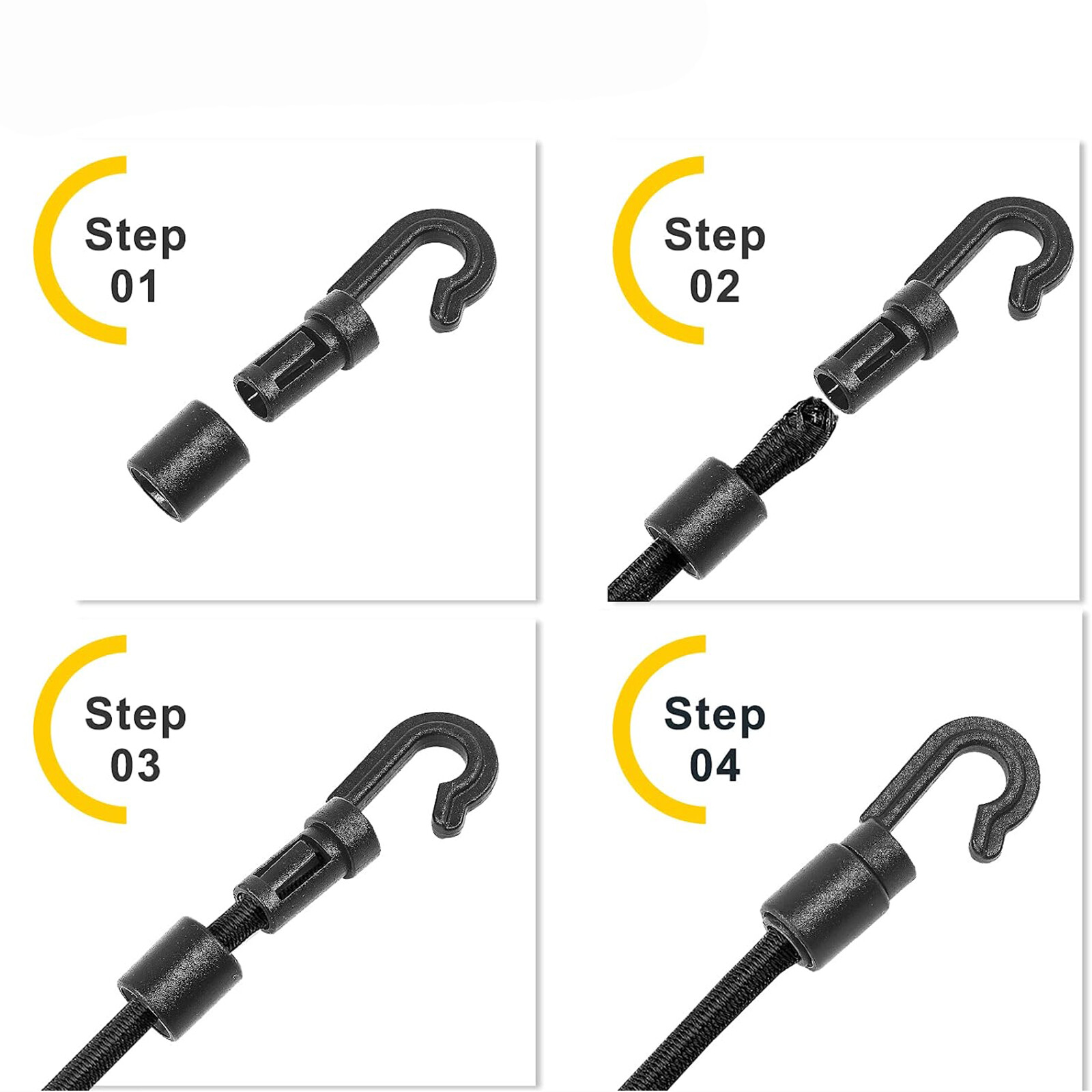 10-50X Plastic Kayak Bungee Shock Cord Open End Hooks for 6mm Rope ...