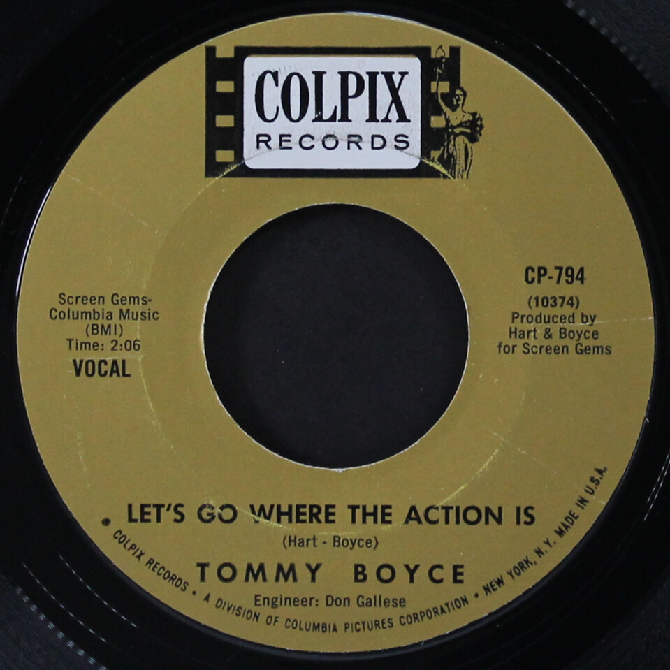 TOMMY BOYCE: let's go where the action is / instro COLPIX 7" Single 45 ...