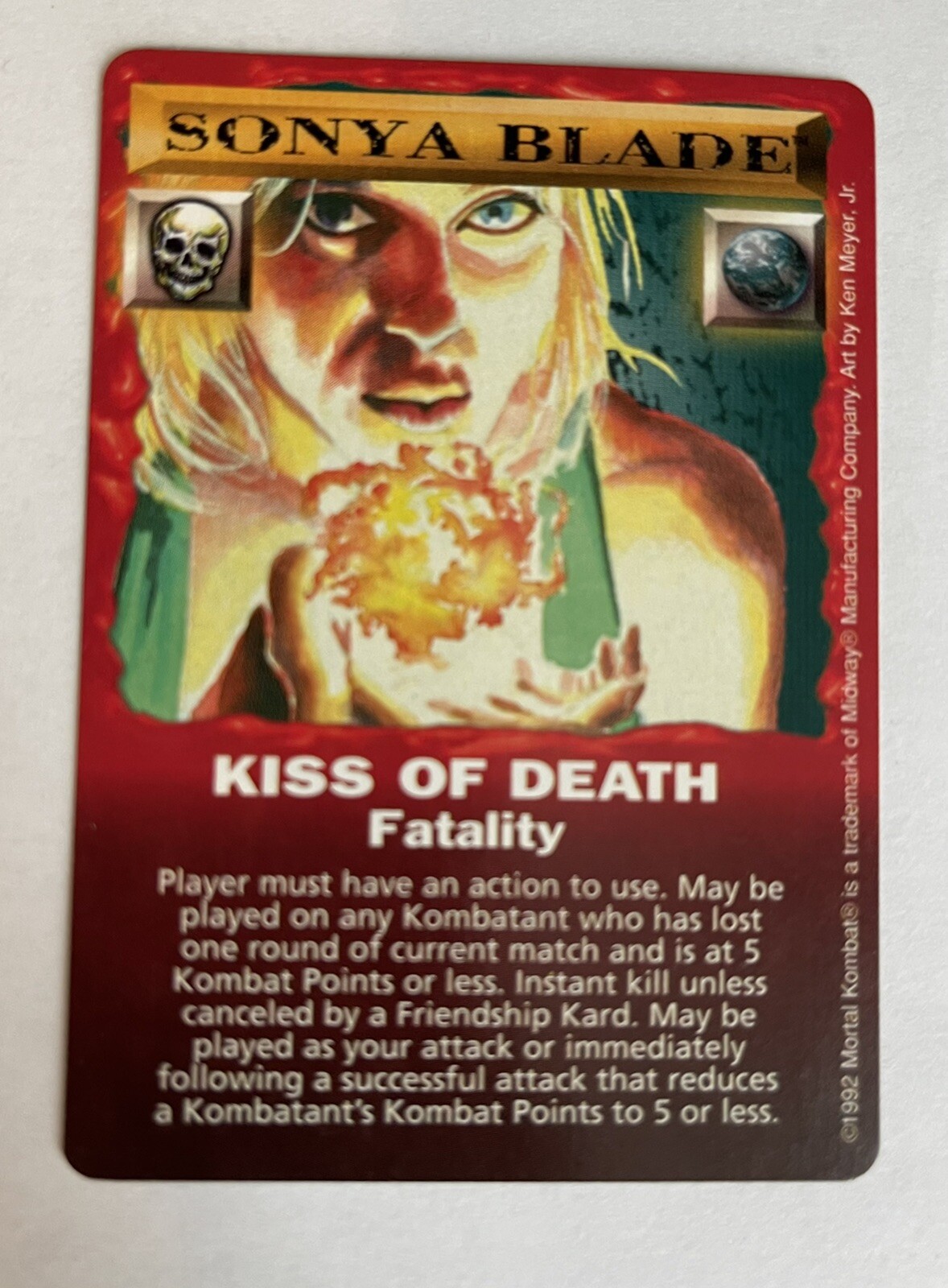 RARE Mortal Kombat Card Game TCG 1992 Sonya Blade Kiss of Death ...