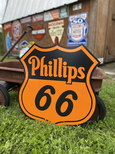 Antique Vintage Old Style Phillips 66 Shield Gas Oil Sign! | eBay