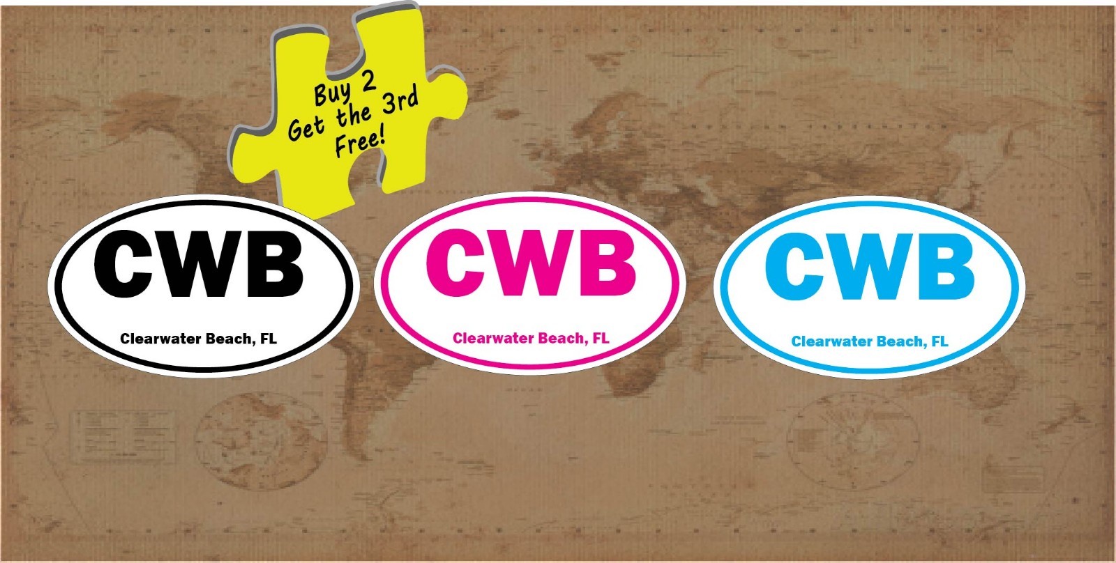 Florida Cities Beaches FL NSB AMI SB Vinyl Oval Decal Sticker 3.25" x 5 ...