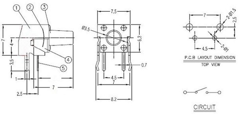10Pcs Momentary Tactile Tact Push Button Switch 6x6x7mm Right Angle 2 ...