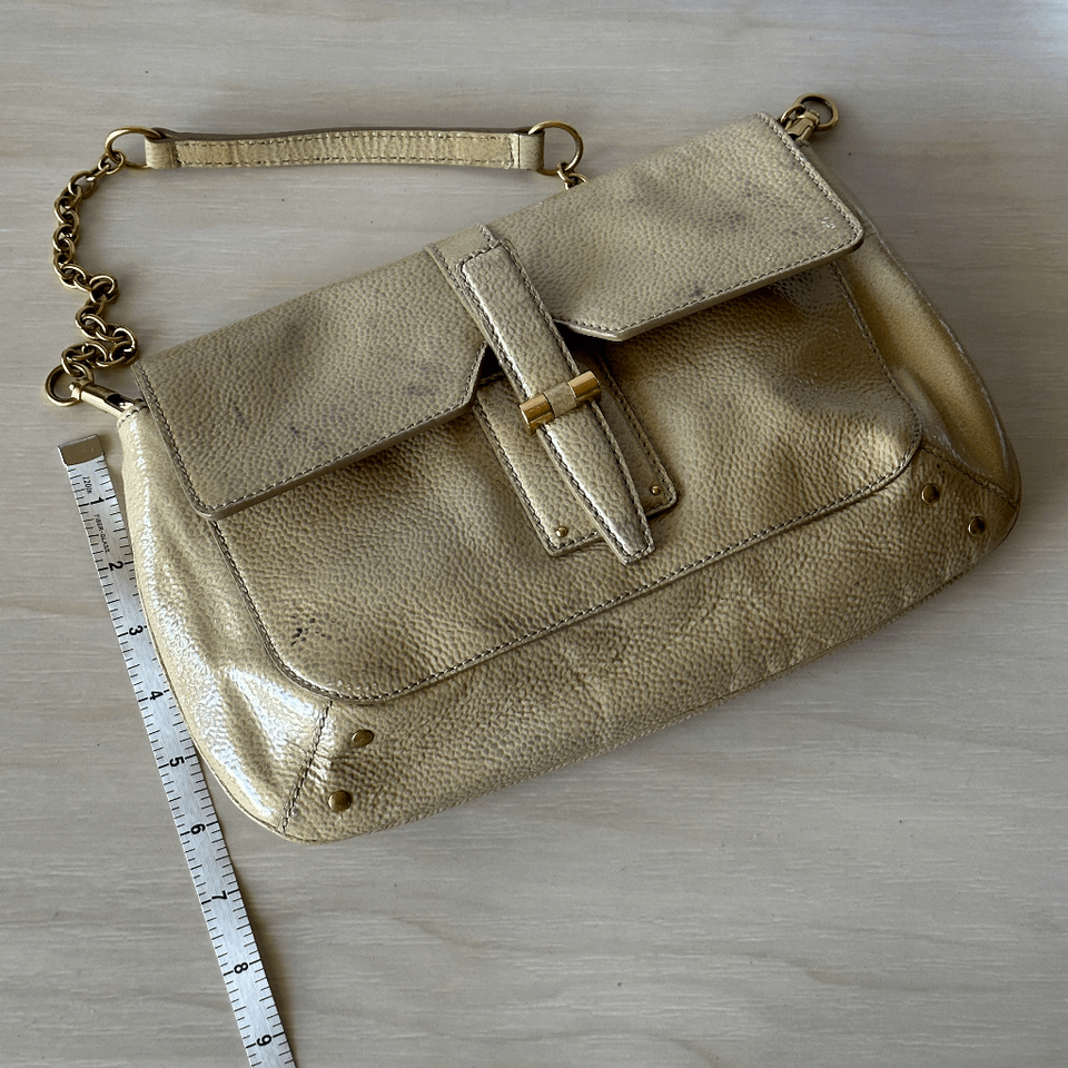 Saint Laurent Paris Beige Patent Leather Emma Chain Shoulder Bag | eBay