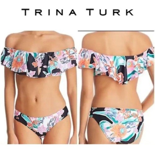 Tropic Wave Ruffle Bandeau Bikini Top Tropic Wave Shirred Hipster Bikini | eBay