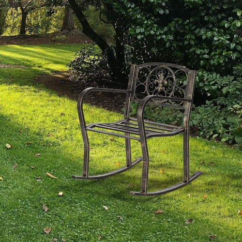 Retro Vintage Metal Patio Rocking Chair IN/Outdoor Furniture Porch ...