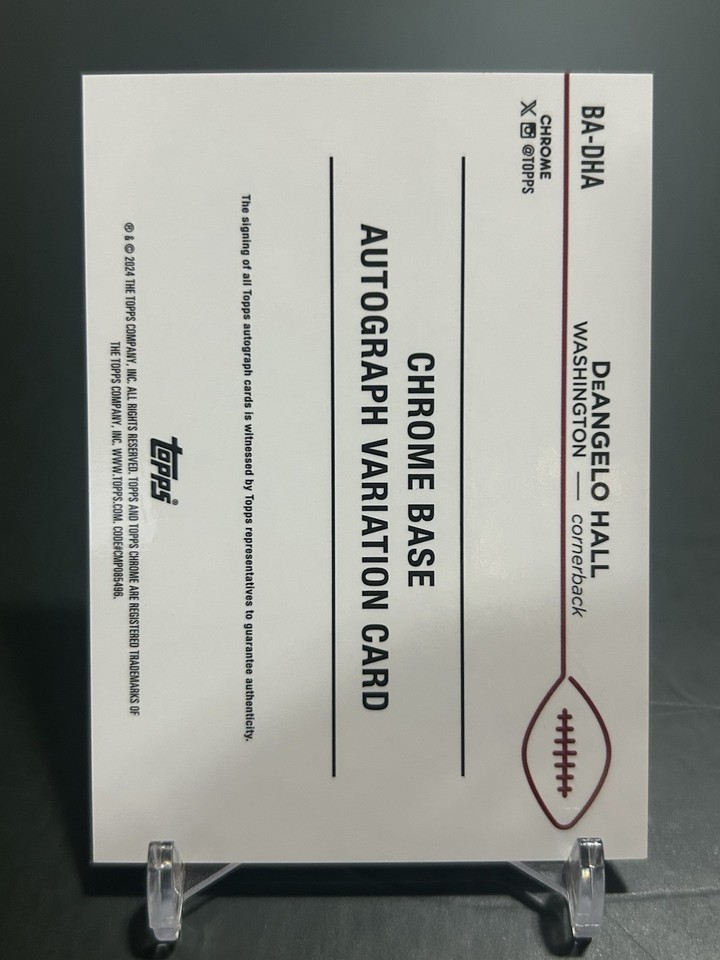2024 Topps Chrome DEANGELO HALL COLOR MATCH RED WAVE AUTOGRAPH /5 ...