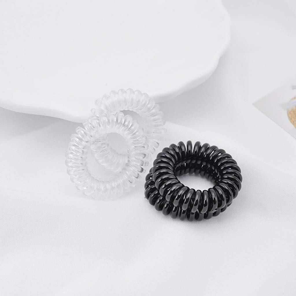 10 Hair Bobbles Spiral Coil Elastic Tie Wired Bands Stretchy Plastic ...