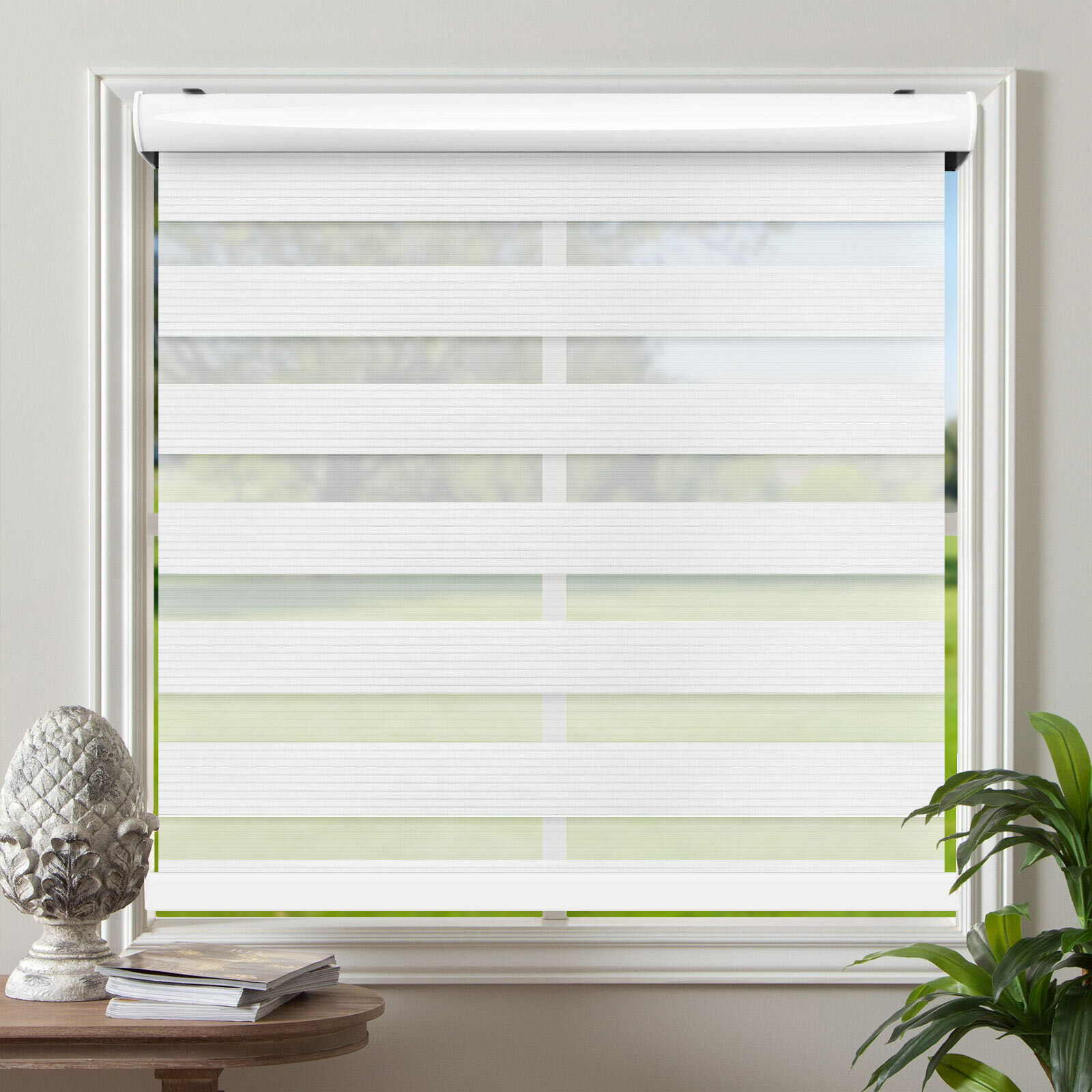Cordless Light Filtering + Privacy Dual Layer Window Blinds 20" to 72"W ...
