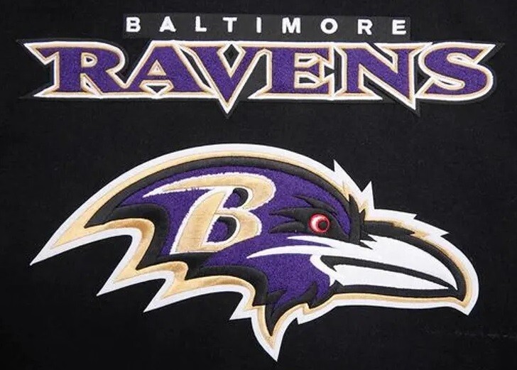 New Mens Baltimore Ravens Mashup Rib Black & White Varsity Wool ...
