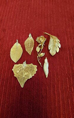 4 14k Gold Dipped Leaves. 2 Gold Tone Pins. Vintage 1980's | eBay