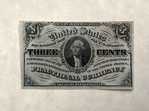 ~US FRACTIONAL CURRENCY 3 THREE CENTS -THIRD ISSUE FR 1227 SP DARK ...
