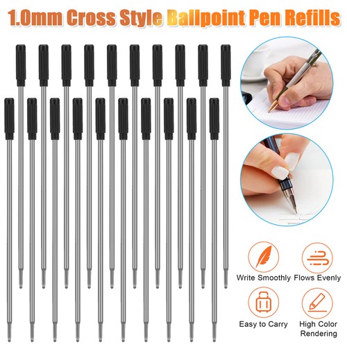 20Pcs Cross Style Ballpoint Pen Refills Smooth Flow Ink 1.0mm Medium ...