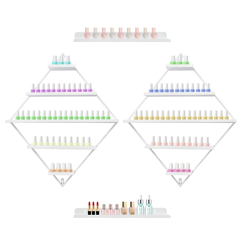 4Pcs Rhombus Nail Polish Rack 5-tier Nail Polish Display Racks Wall ...