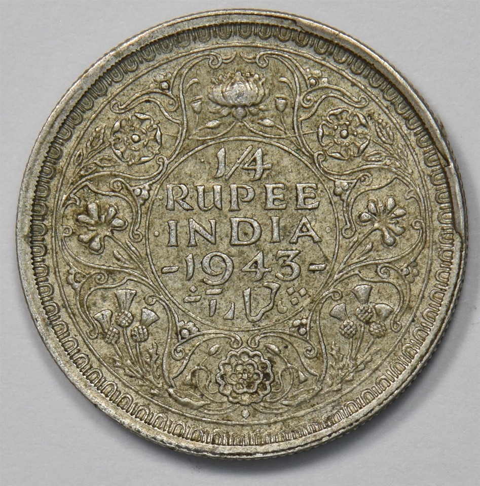 Roughly Dime Size India British 1943 1/4 Rupee Silver George VI 0998 combine shi | eBay