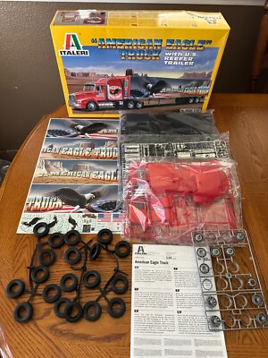 RARE Italeri American Eagle 18-Wheeler Truck 1/24 W/Reefer Trailer 3826 ...