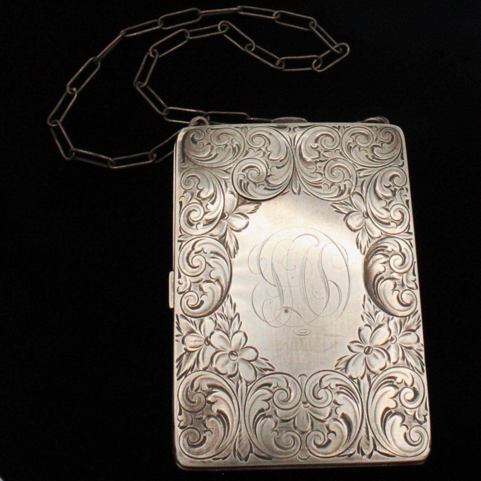 Antique Engraved Sterling Silver Sovereign Coin Case & Stamp Compact ...