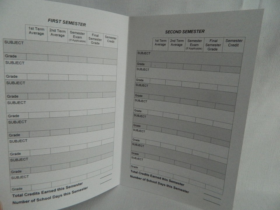 Transcript Record Folder w. 2 High School / 2 Elementary Report Cards ...