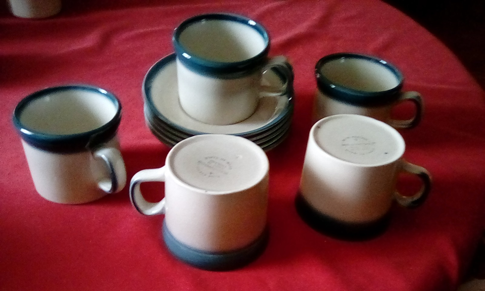 Wedgewood Blue Pacific 5 Cups and Saucers | eBay UK