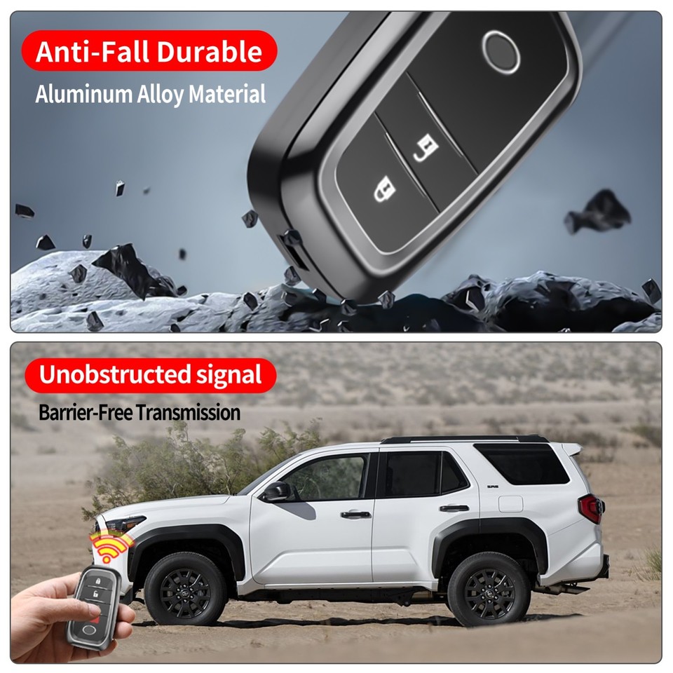 For 24-26 Toyota 4Runner Metal Key Shell Protective Leather Cover ...