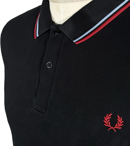 Fred Perry Men's M3600 Polo Black Sky Blue Red Size XXXL 3XL GUC Mod ...