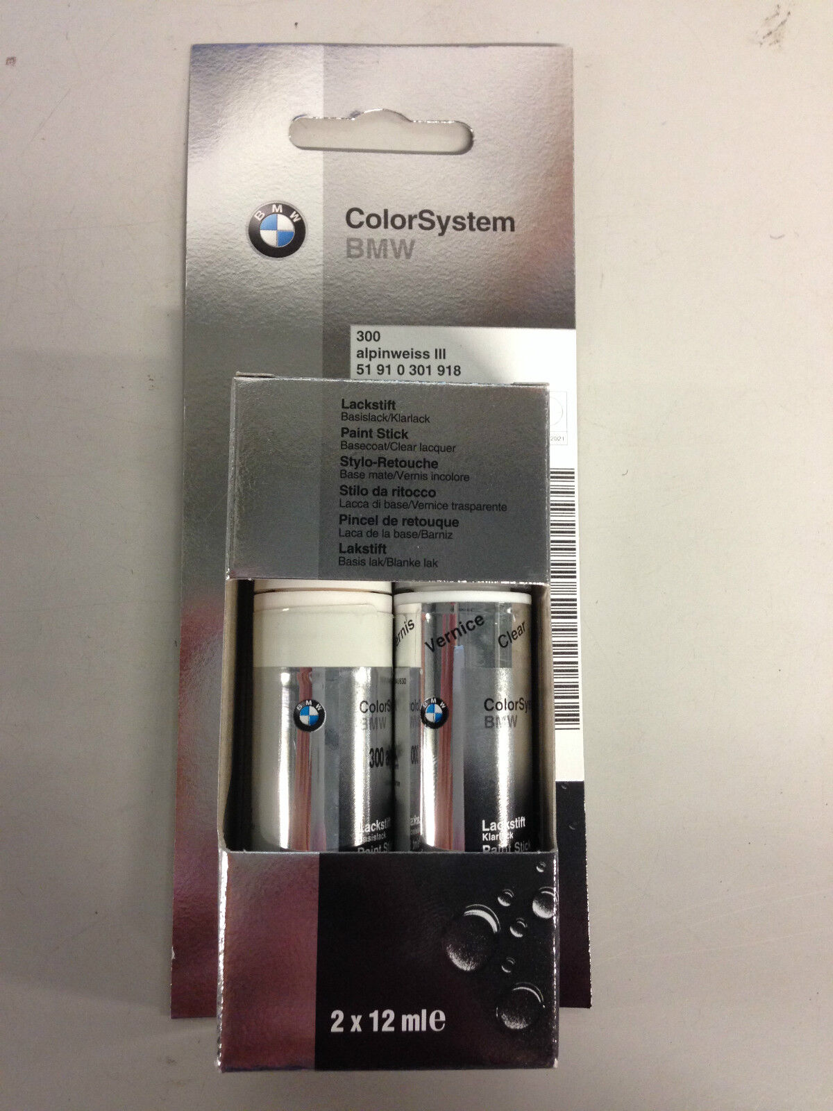 BMW TOUCH UP PAINT PEN STICK GENUINE ALPINE WHITE CODE 300 51910301918 ...
