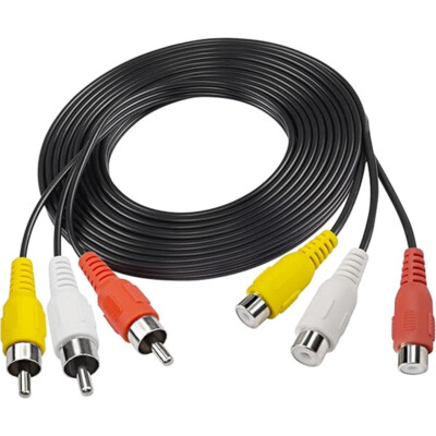 Premium 3RCA Audio Video AV Composite Extension Cable Male to Female M ...