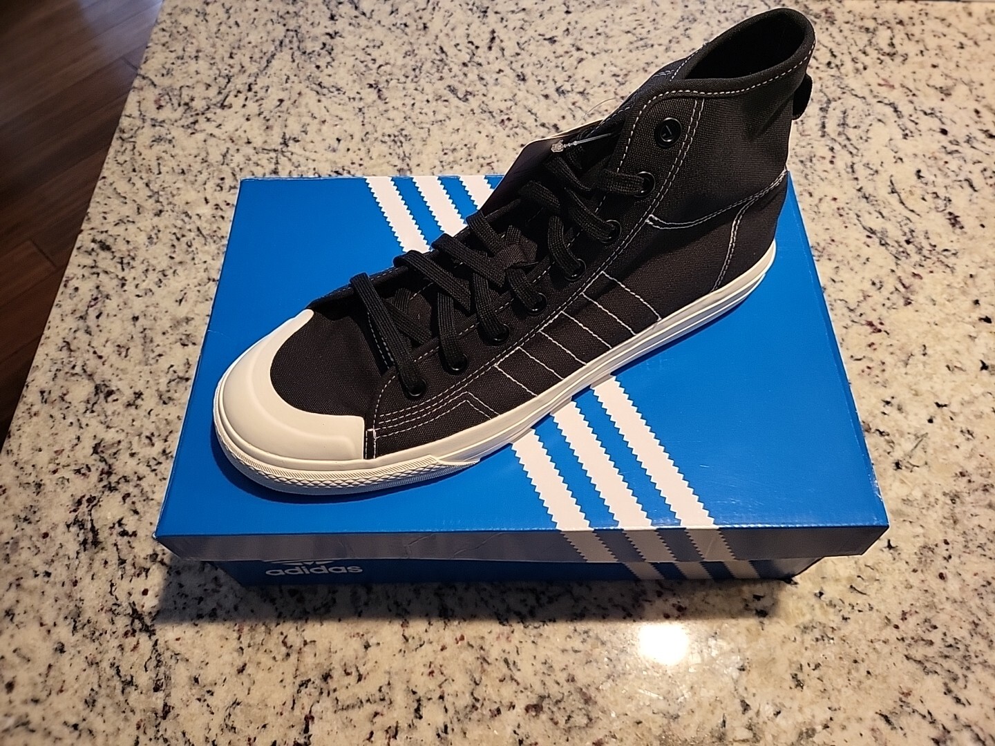 Adidas Originals Mens Nizza Hi RF Core Black / White Canvas Size 12 ...