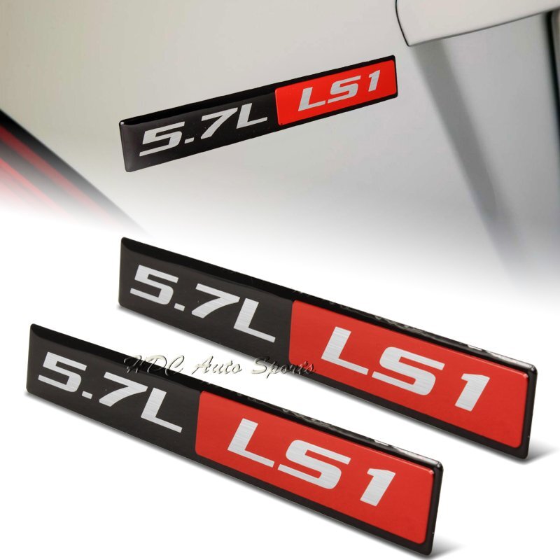 2 x Universal Red Black 5.7L LS1 Aluminum Adhesive Sticker Decal Emblem ...