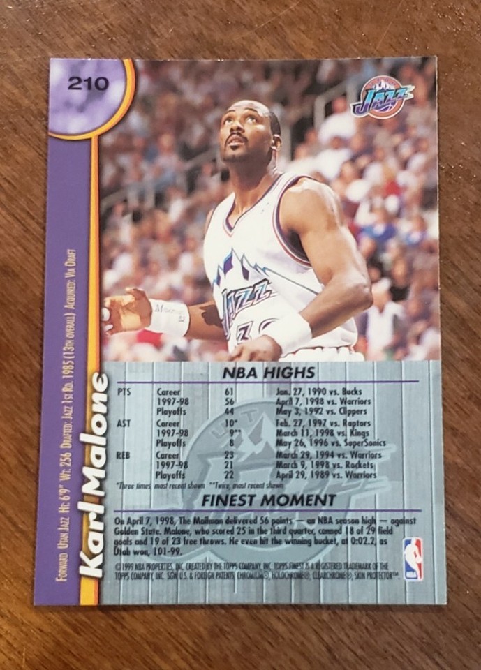 1998-99 Topps Finest #210 Karl Malone Utah Jazz | eBay