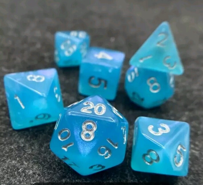 7pcs Set of Acrylic Polyhedral Dice Single Color Glittering Aurora ...